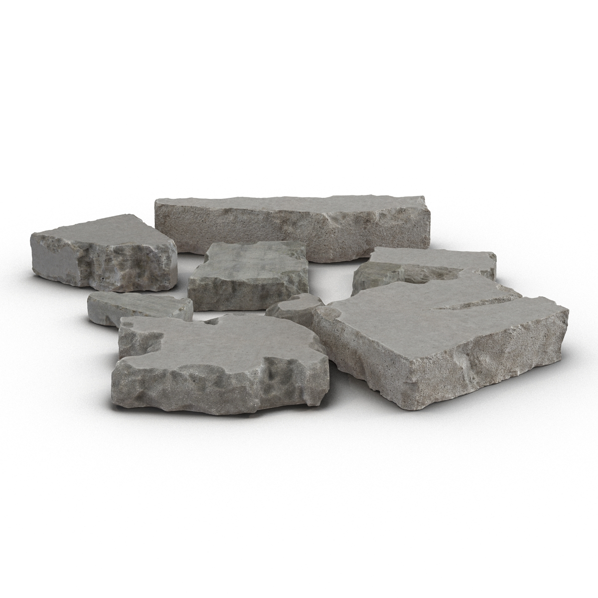 3d concrete chunks set model