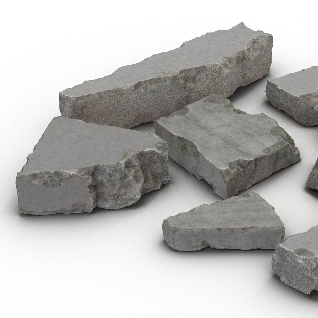 3d Concrete Chunks Set Model