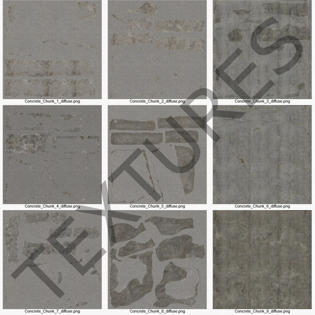 3d Concrete Chunks Set Model