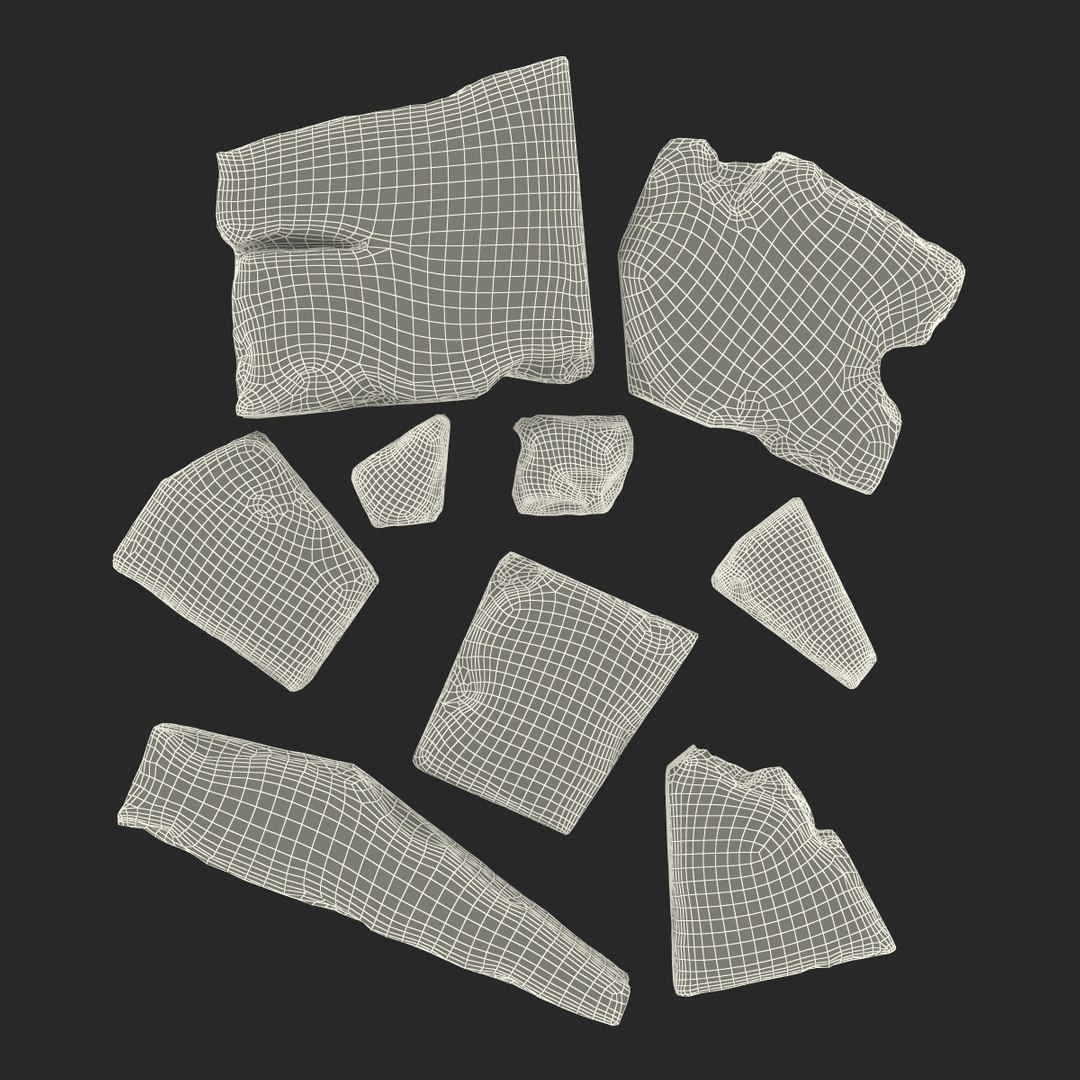 3d Concrete Chunks Set Model