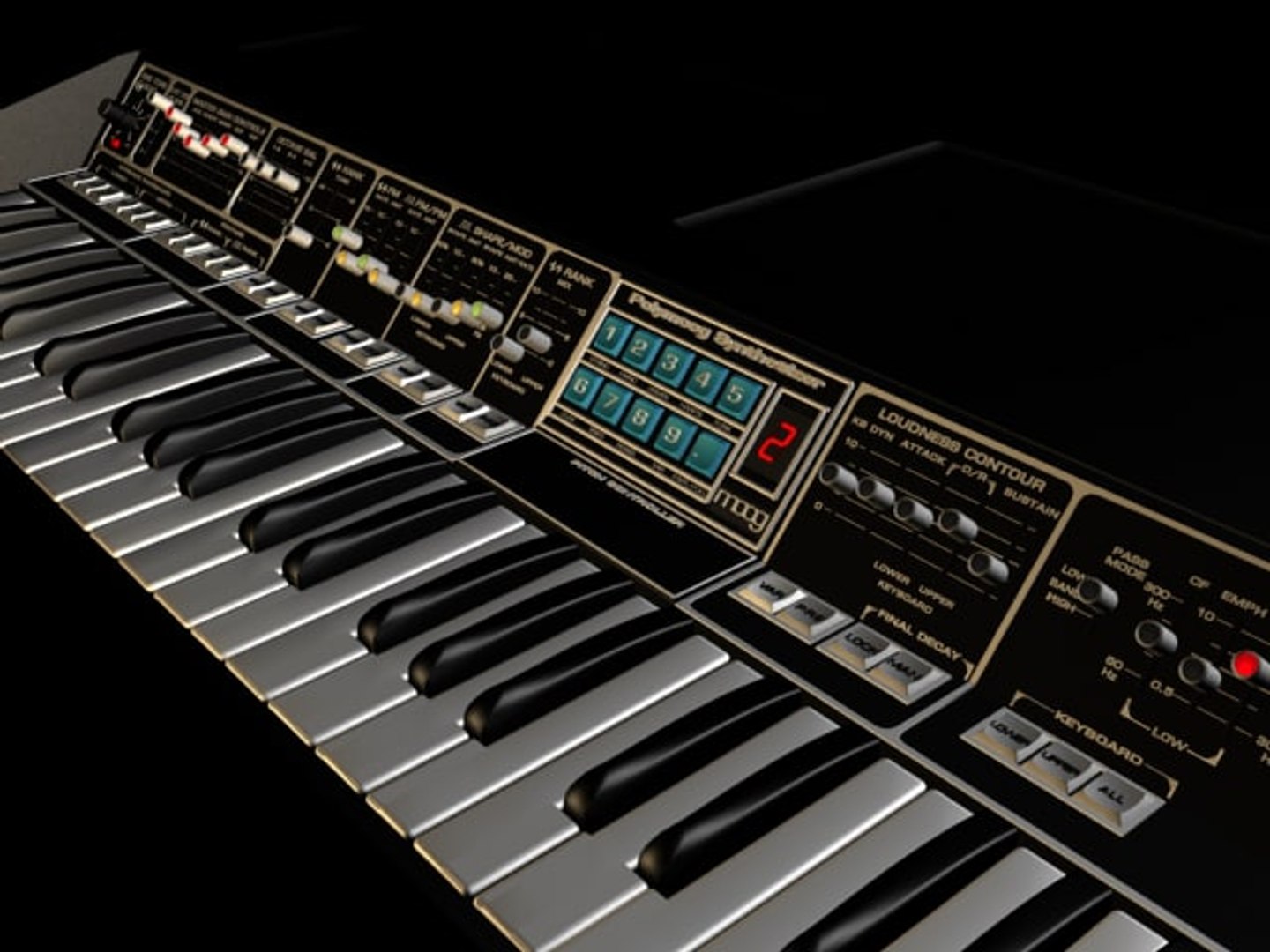 3d Polymoog Synthesiser Keyboard Model