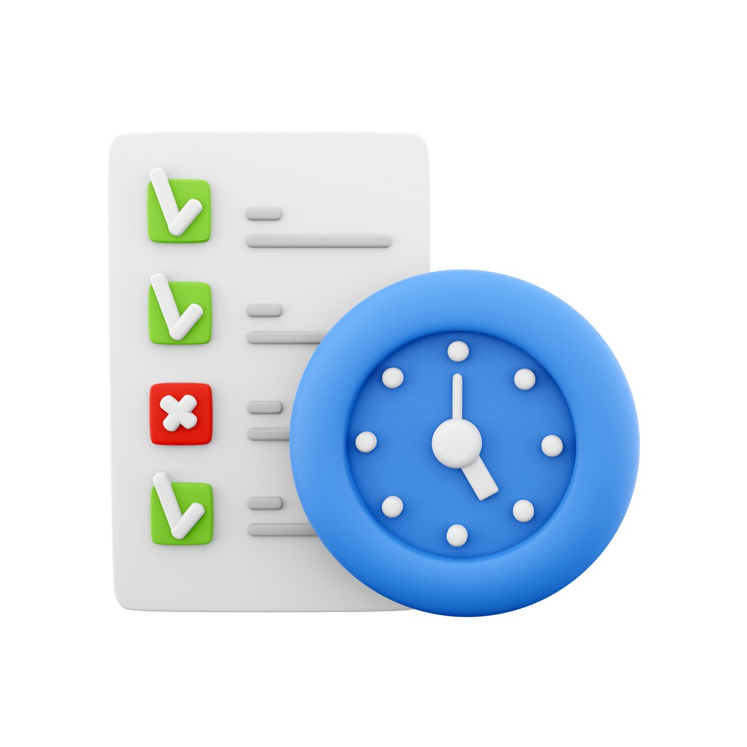 Clock And Checklist Time Concept Icon 3D Model - TurboSquid 2045483