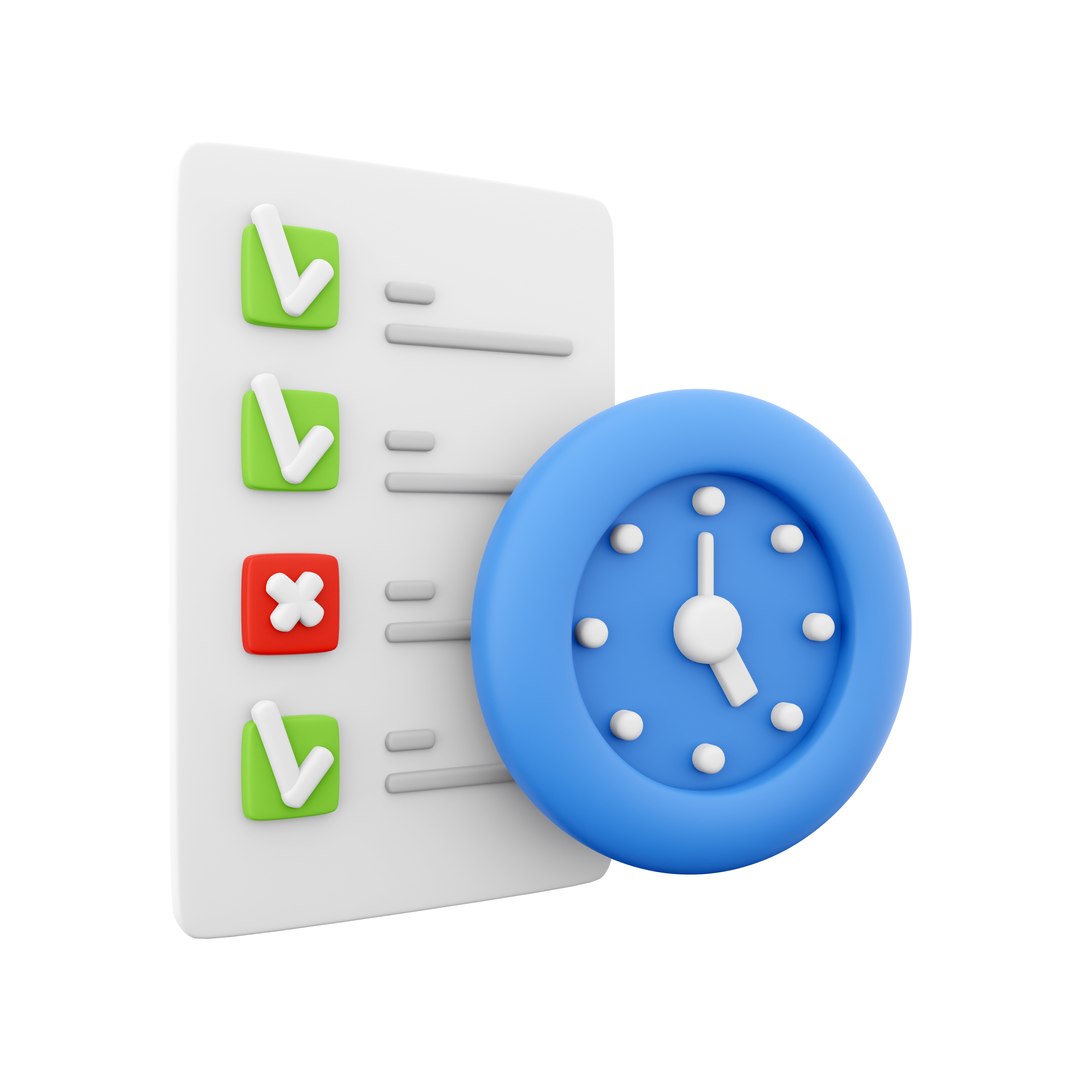 Clock And Checklist Time Concept Icon 3D Model - TurboSquid 2045483
