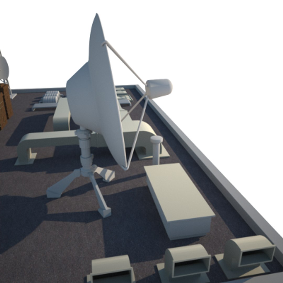 3ds max rooftop buildings modeled