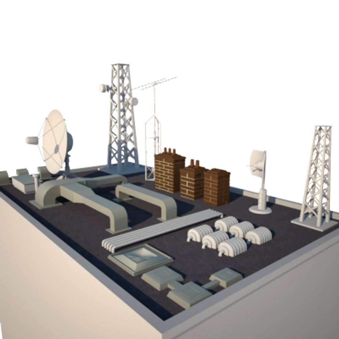 3ds max rooftop buildings modeled