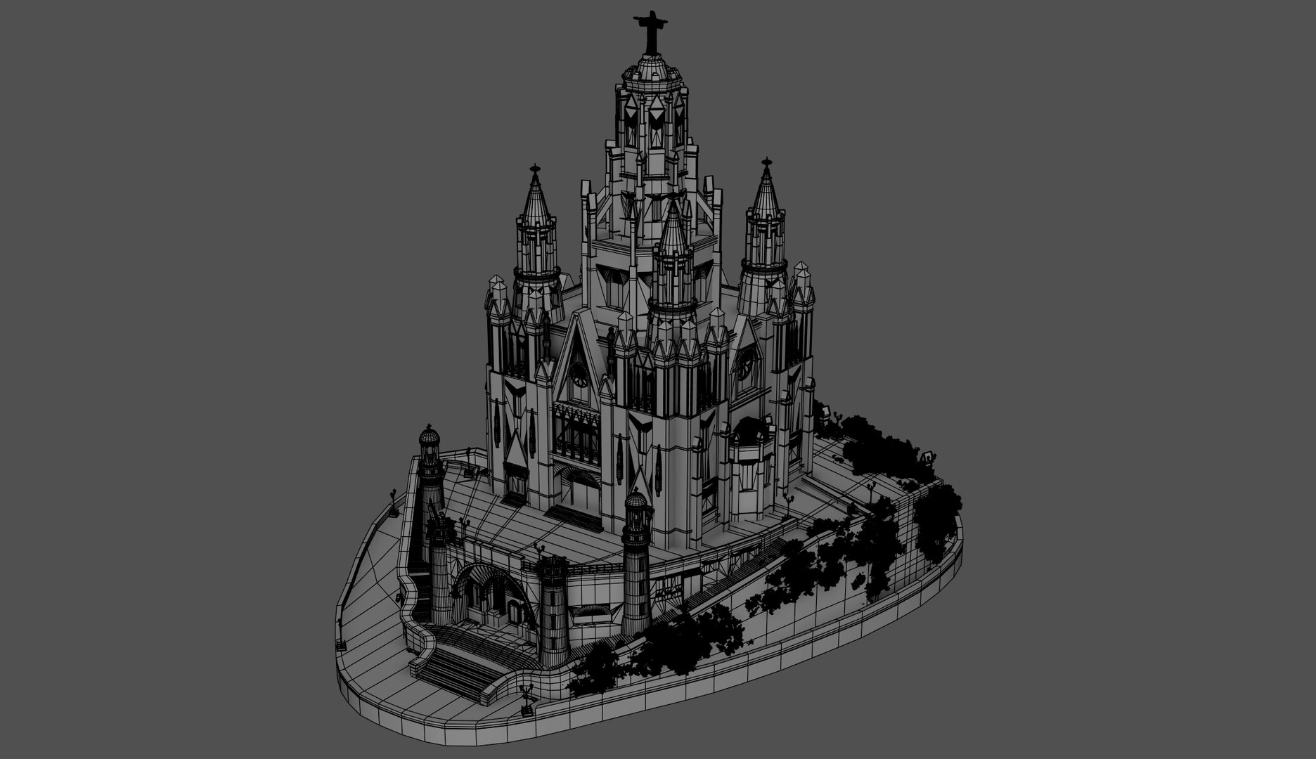 3D Temple Expiatori Tibidabo Model - TurboSquid 2308697
