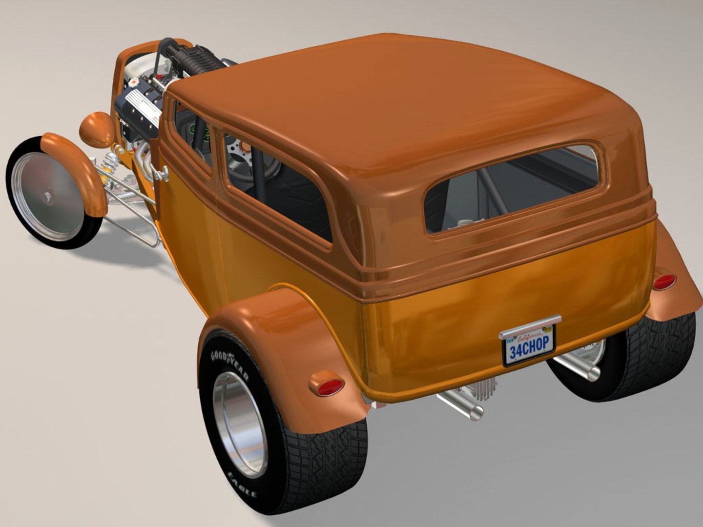 34 Chopped Sedan Hot Rod 3d Max