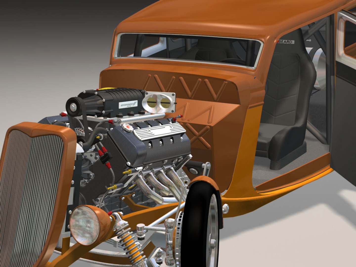 34 Chopped Sedan Hot Rod 3d Max