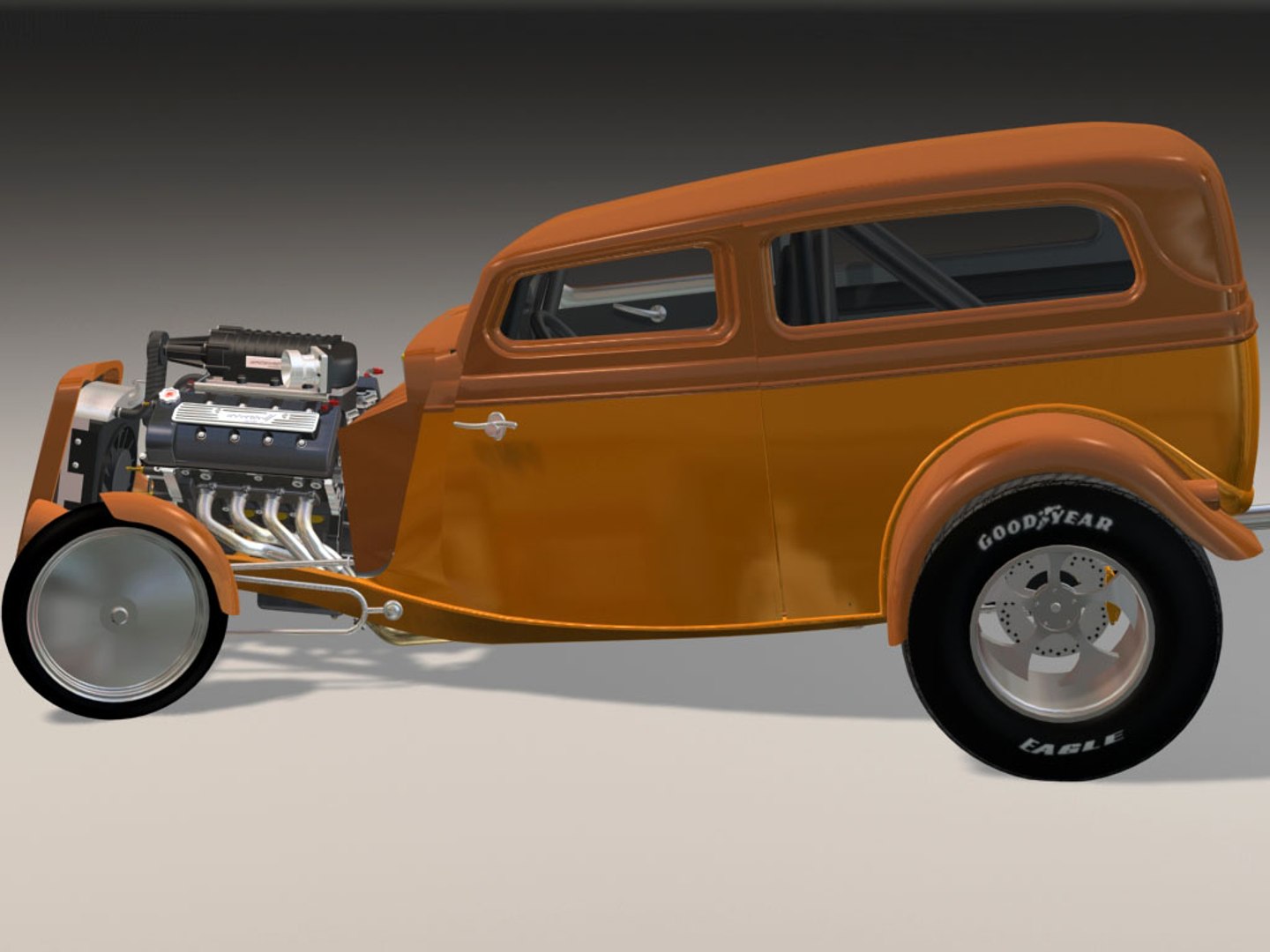 34 Chopped Sedan Hot Rod 3d Max