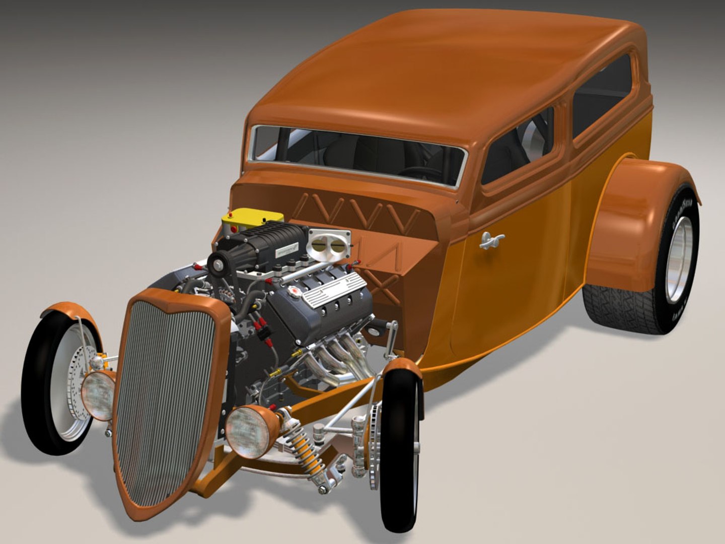 34 Chopped Sedan Hot Rod 3d Max