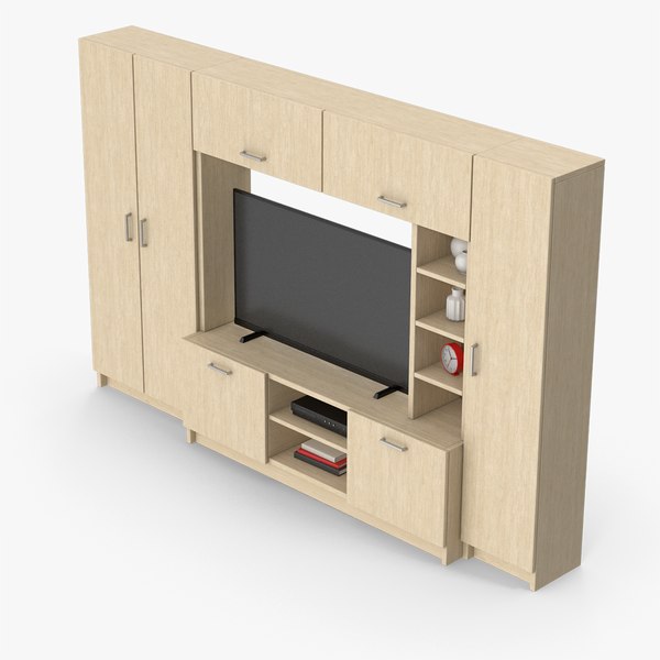 modelo 3d Wooden TV Unit Set - TurboSquid 2056913