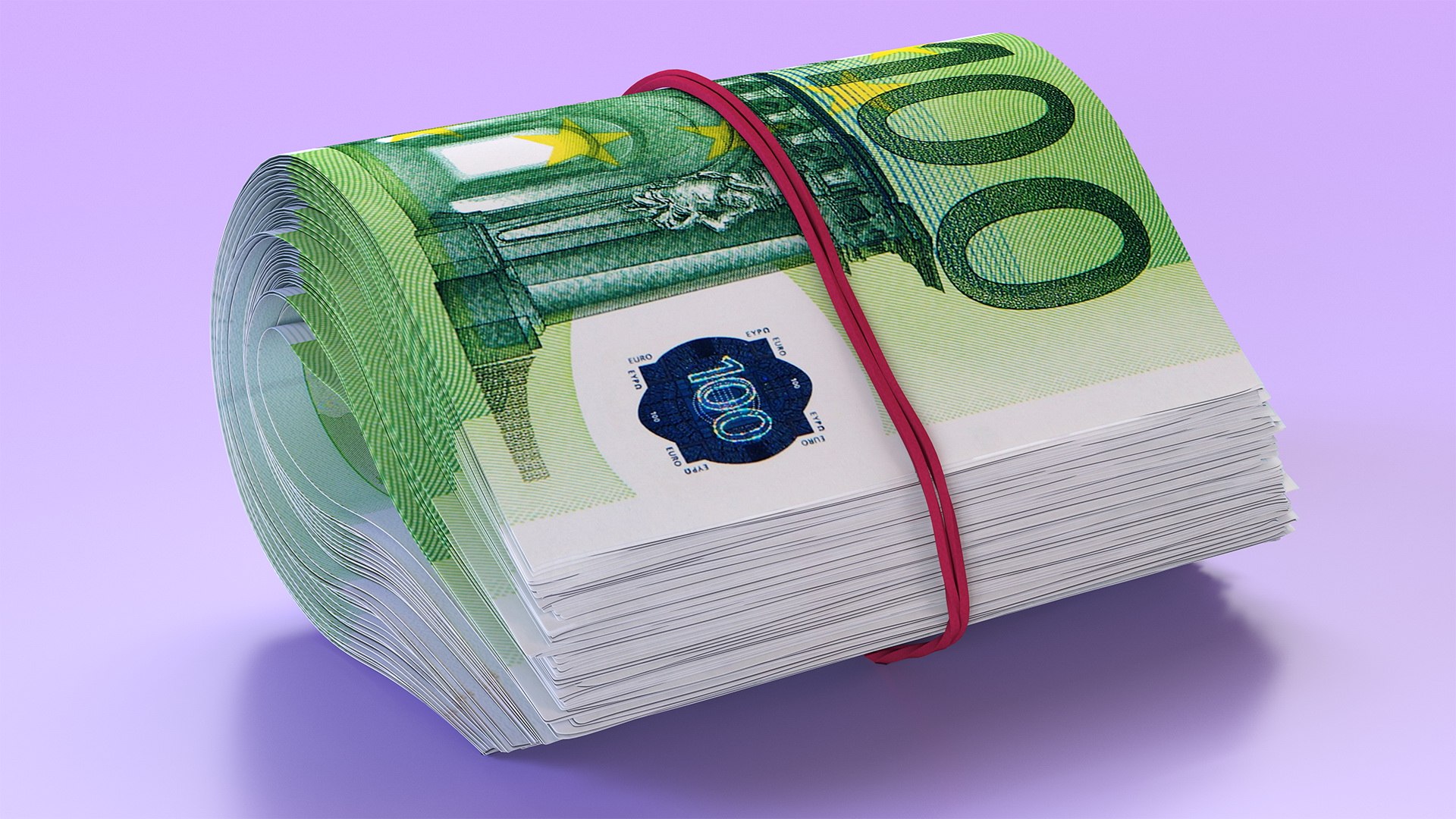 100 euro rotating rolled 3D model - TurboSquid 1443799