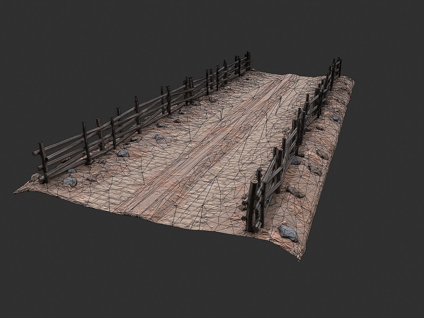 Village Road With Fence 3 3D Model - TurboSquid 2433101