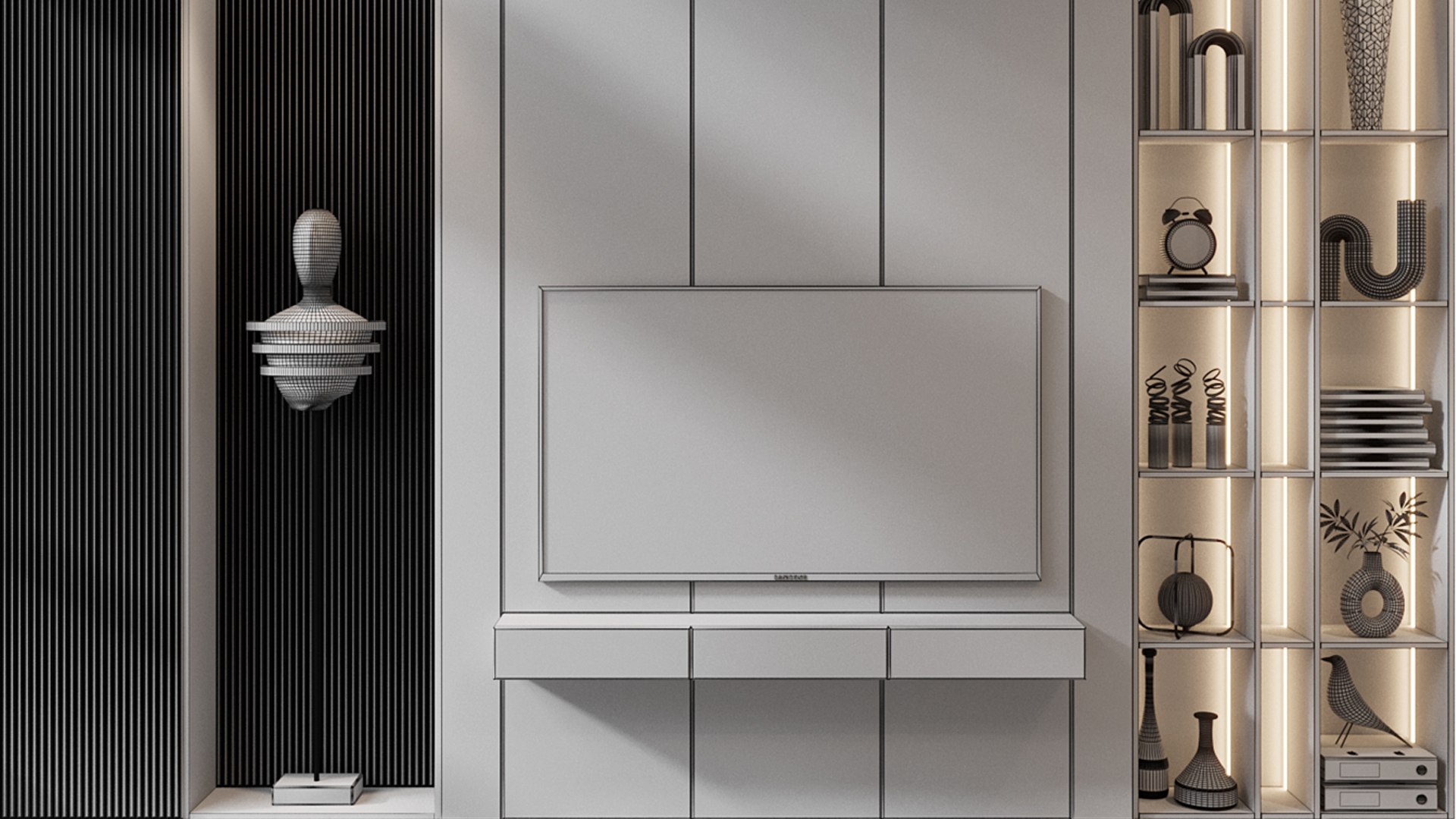 3D 3D TV Wall Set 635 Model - TurboSquid 2081634