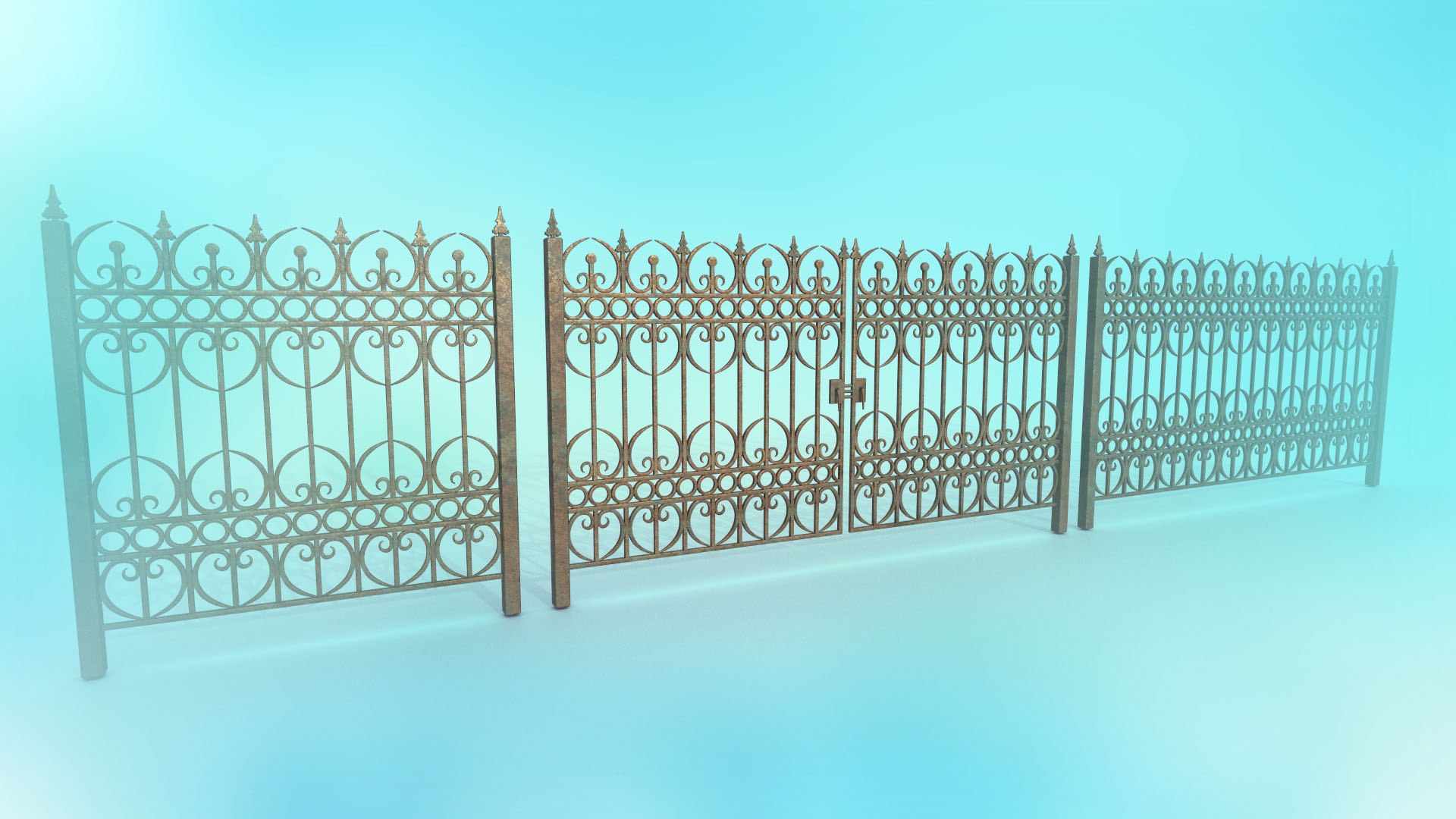 3D Gate and fence Metal Art JPEG PNG 2 texture packs Low-poly 3D model ...