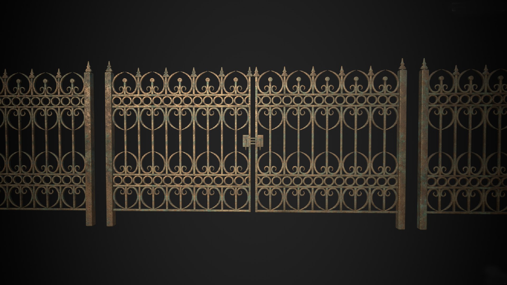 3D Gate and fence Metal Art JPEG PNG 2 texture packs Low-poly 3D model ...