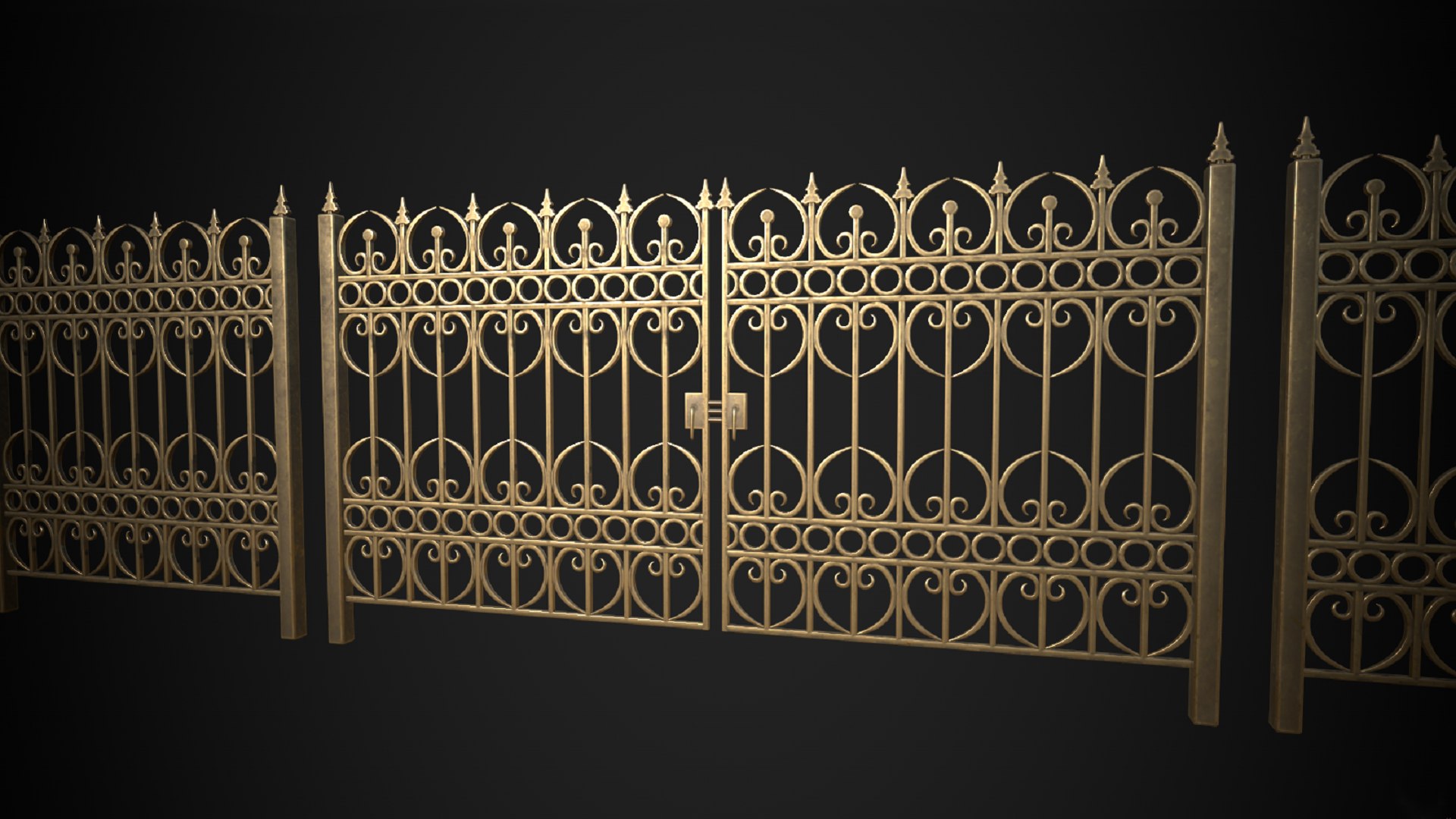 3D Gate and fence Metal Art JPEG PNG 2 texture packs Low-poly 3D model ...