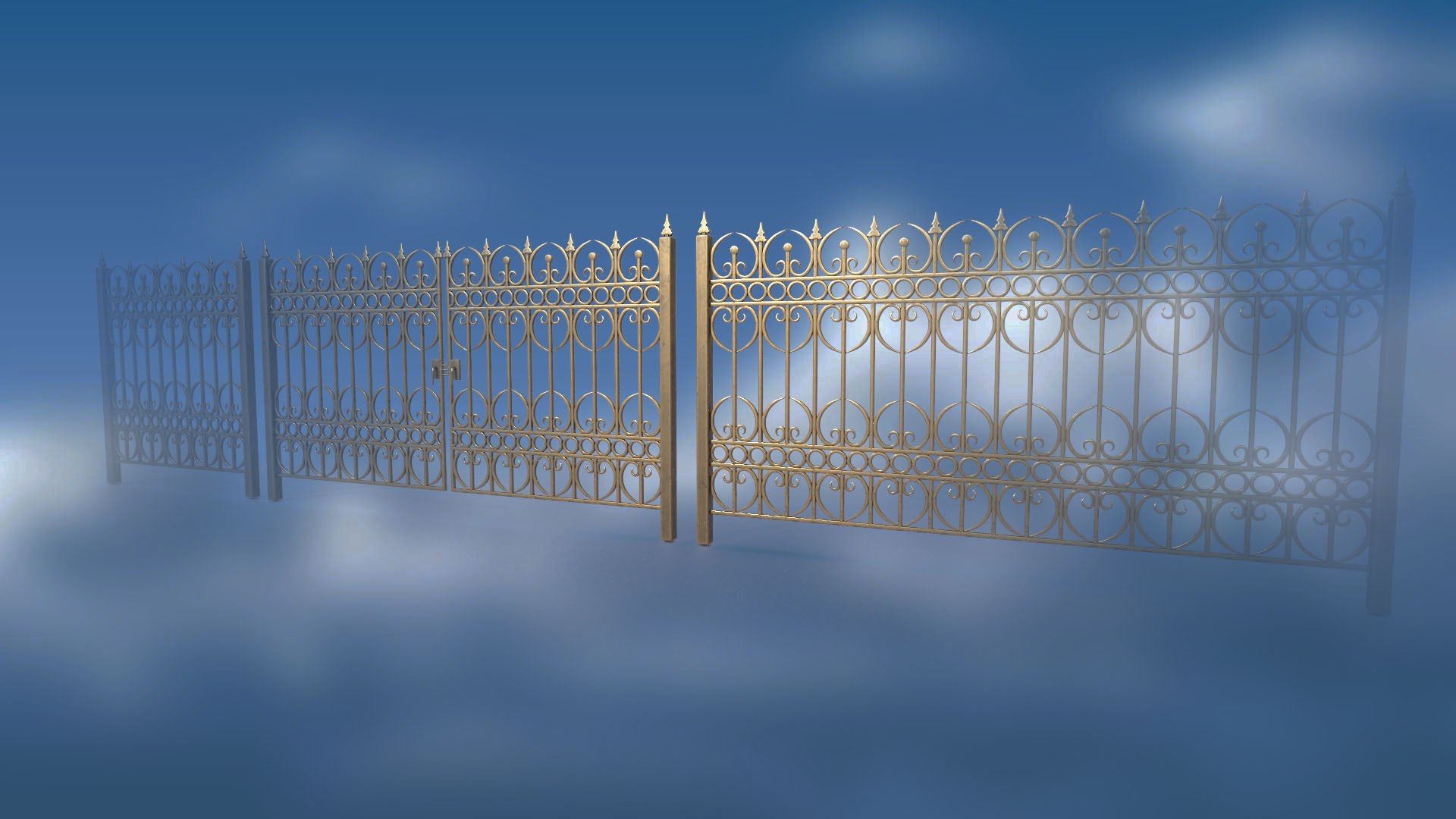 3D Gate and fence Metal Art JPEG PNG 2 texture packs Low-poly 3D model ...