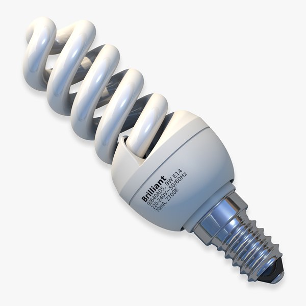 3d model helical fluorescent light bulb