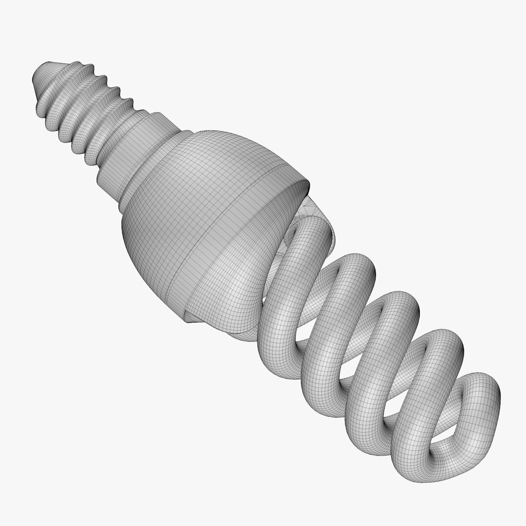 3d Model Helical Fluorescent Light Bulb
