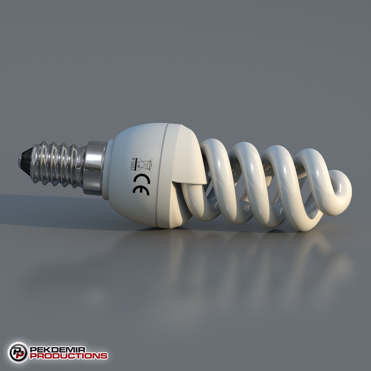 3d model helical fluorescent light bulb