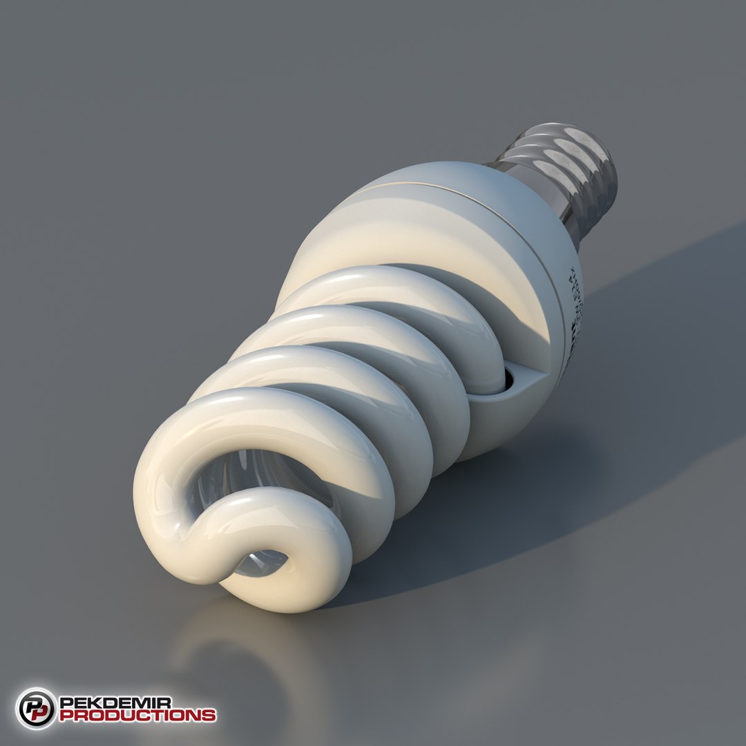 3d Model Helical Fluorescent Light Bulb