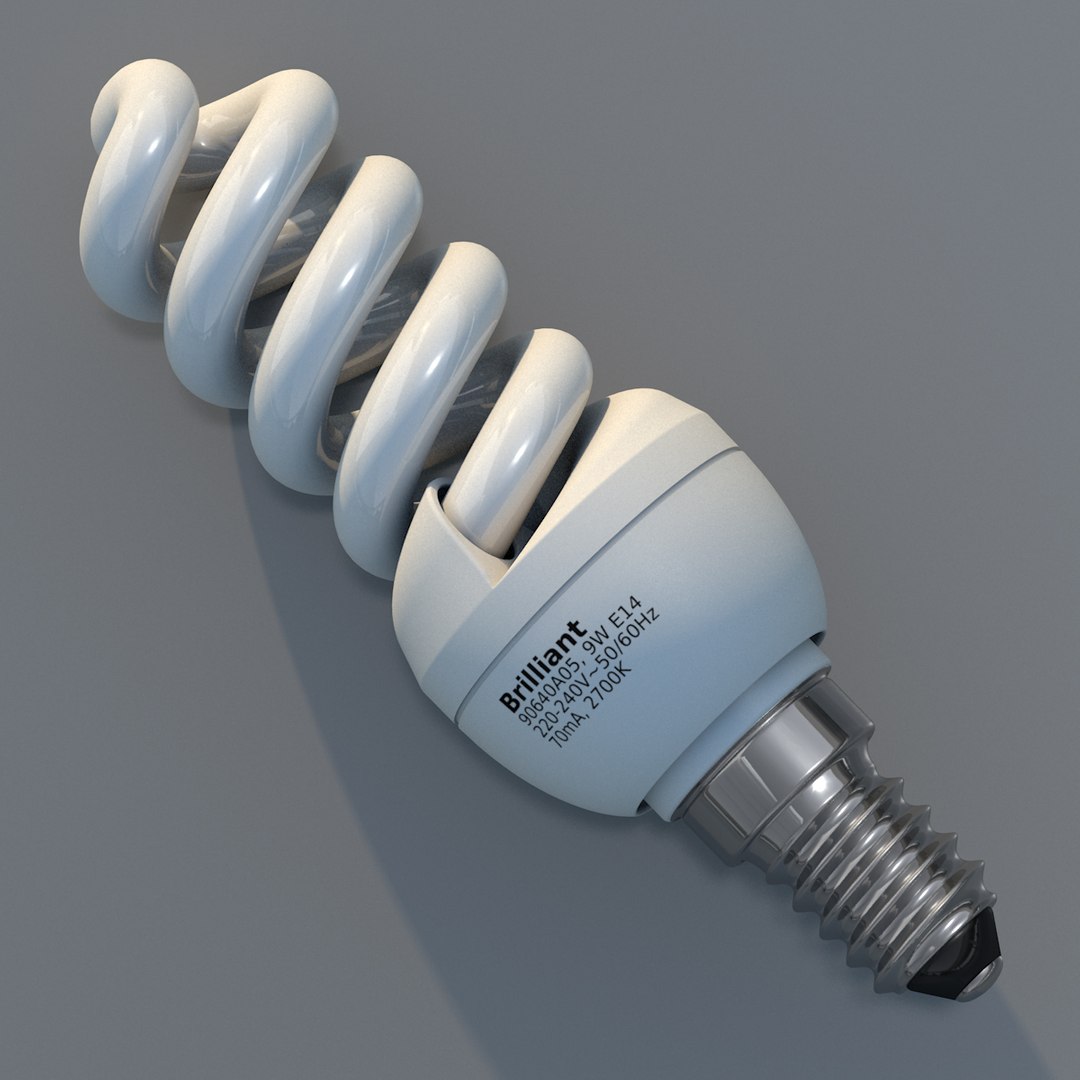 3d Model Helical Fluorescent Light Bulb