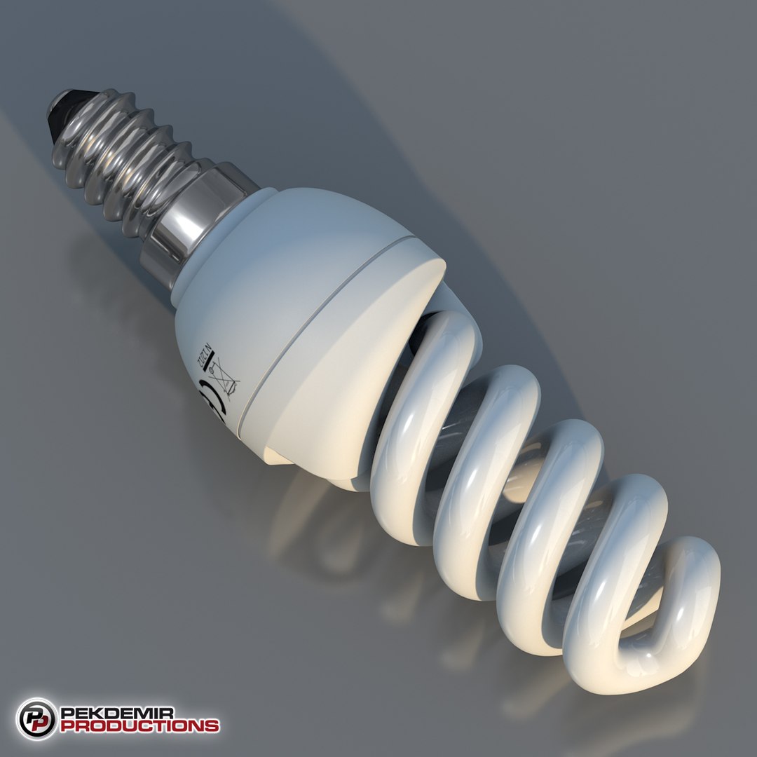 3d Model Helical Fluorescent Light Bulb