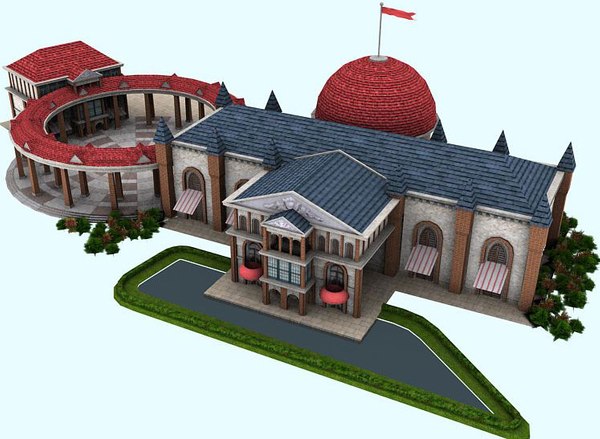 3d model club architecture building