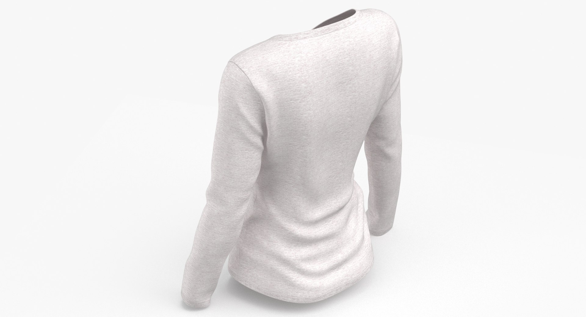 Long Sleeve Worn Female V Neck Pose 01 White Blank And Branded Heather ...