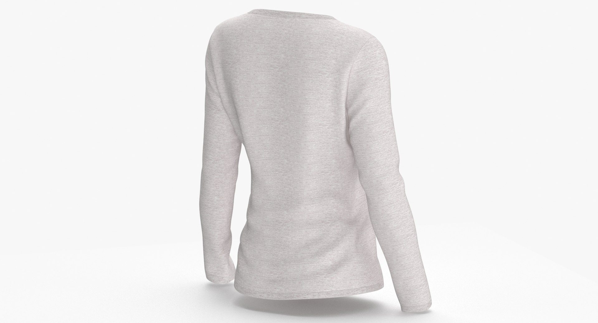 Long Sleeve Worn Female V Neck Pose 01 White Blank And Branded Heather ...