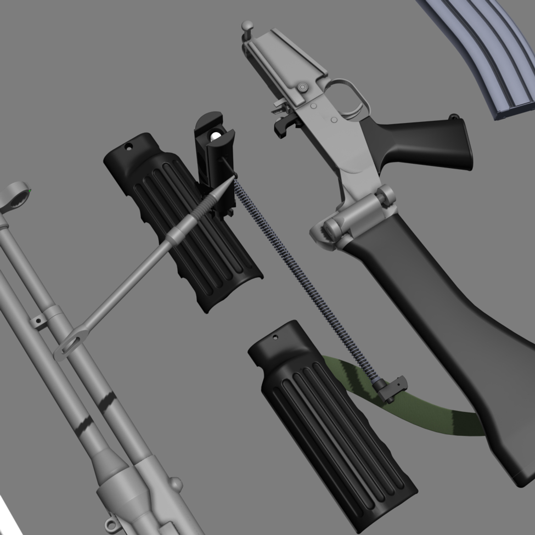 3d model rifle animation assembling