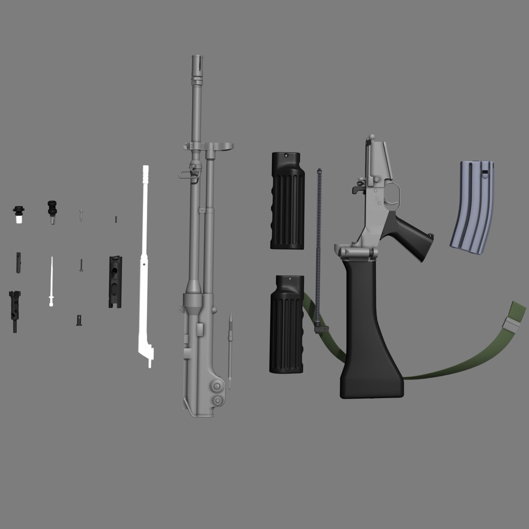 3d model rifle animation assembling