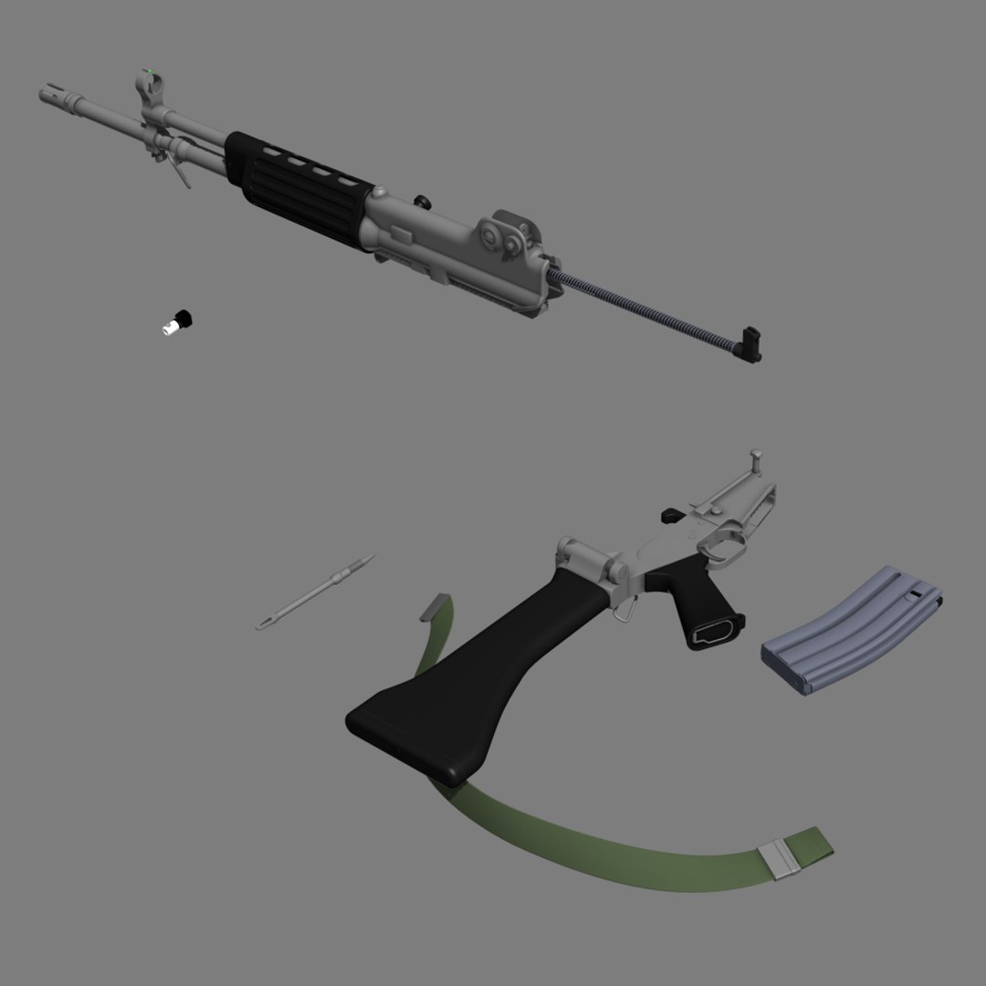 3d model rifle animation assembling