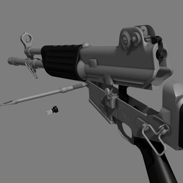 3d model rifle animation assembling