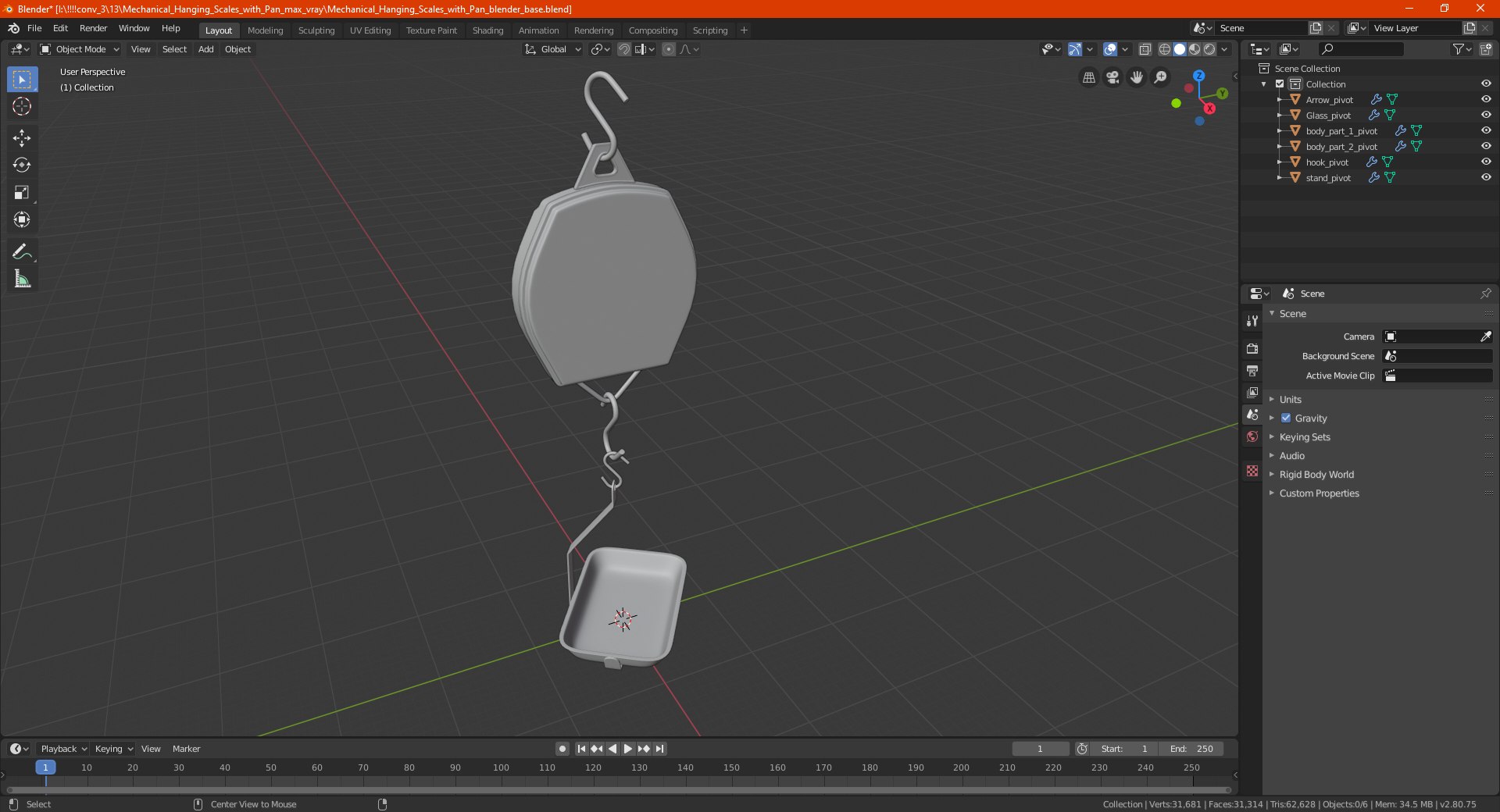 3D mechanical hanging scales pan model - TurboSquid 1681350