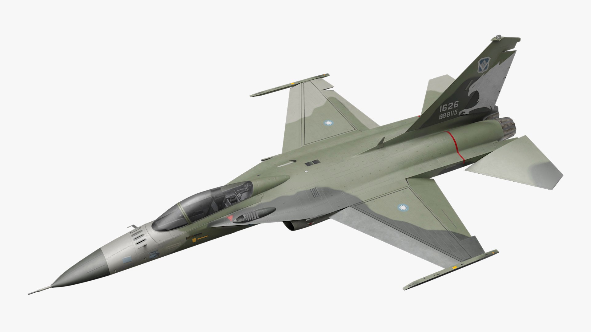 3D Model AIDC F-CK-1 Unarmed Fighter Jet Green Rigged For Maya ...