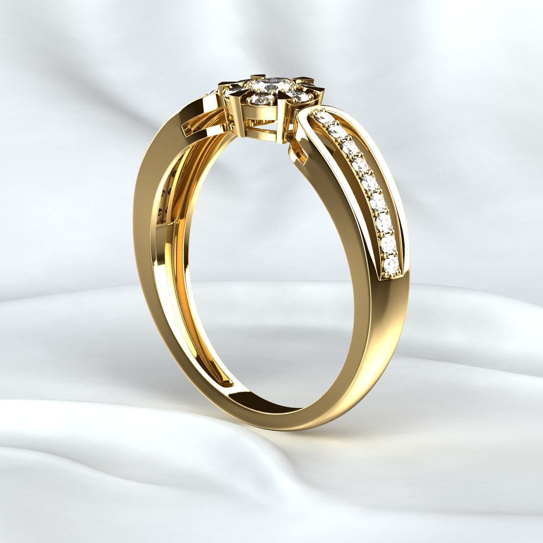 Triangle Prongs Fashion Gold Ring 3D - TurboSquid 1878849