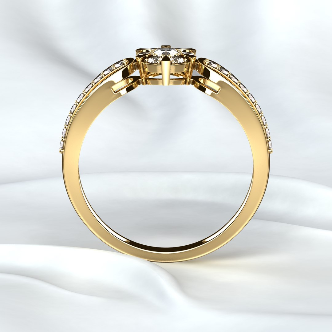 Triangle Prongs Fashion Gold Ring 3D - TurboSquid 1878849