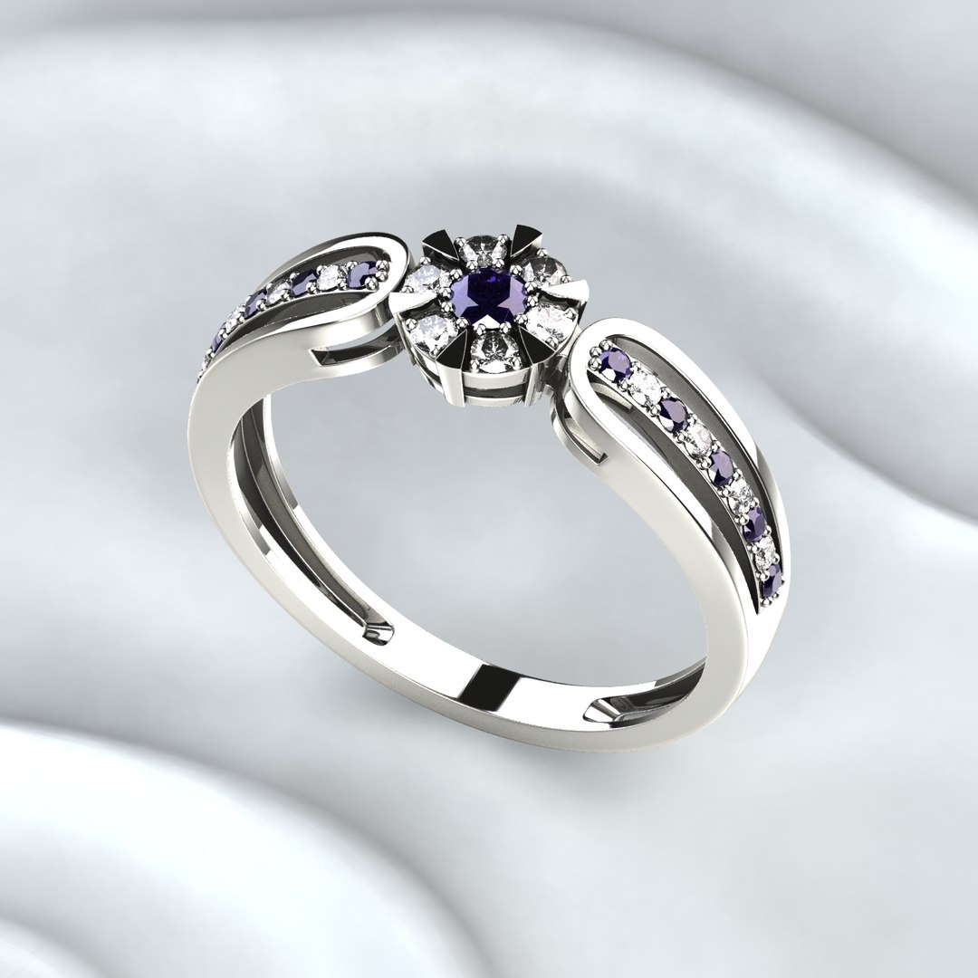 Triangle Prongs Fashion Gold Ring 3D - TurboSquid 1878849