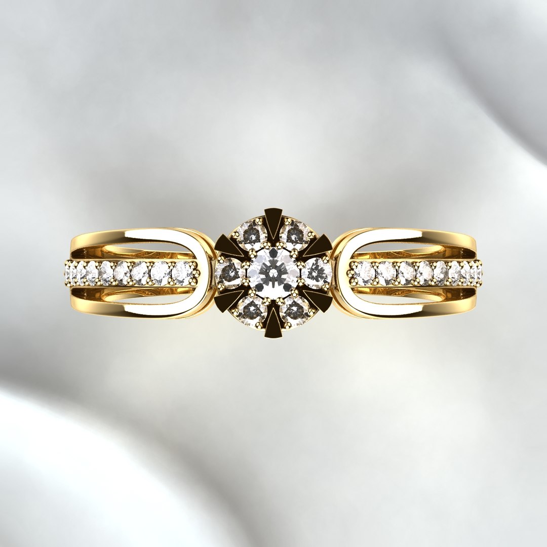 Triangle Prongs Fashion Gold Ring 3D - TurboSquid 1878849