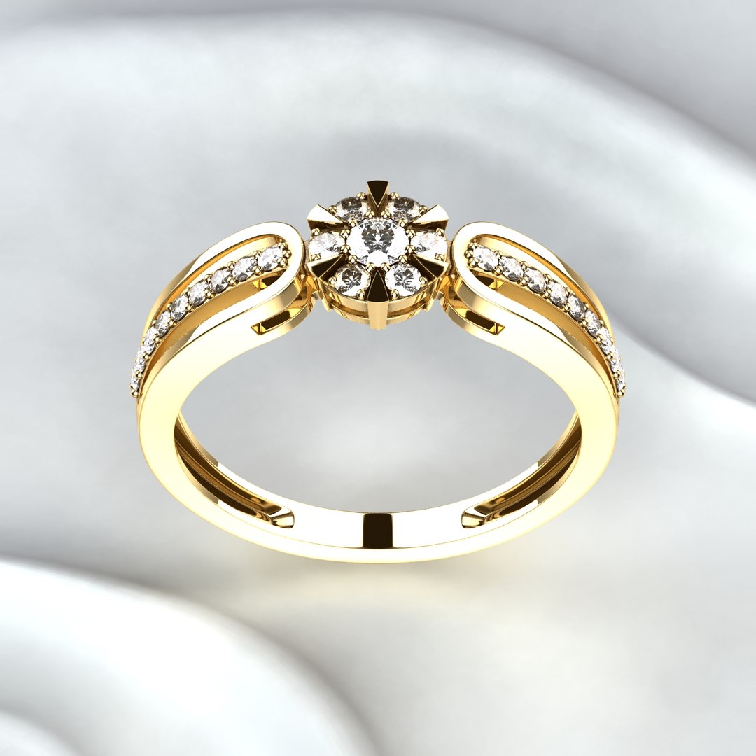 Triangle Prongs Fashion Gold Ring 3D - TurboSquid 1878849