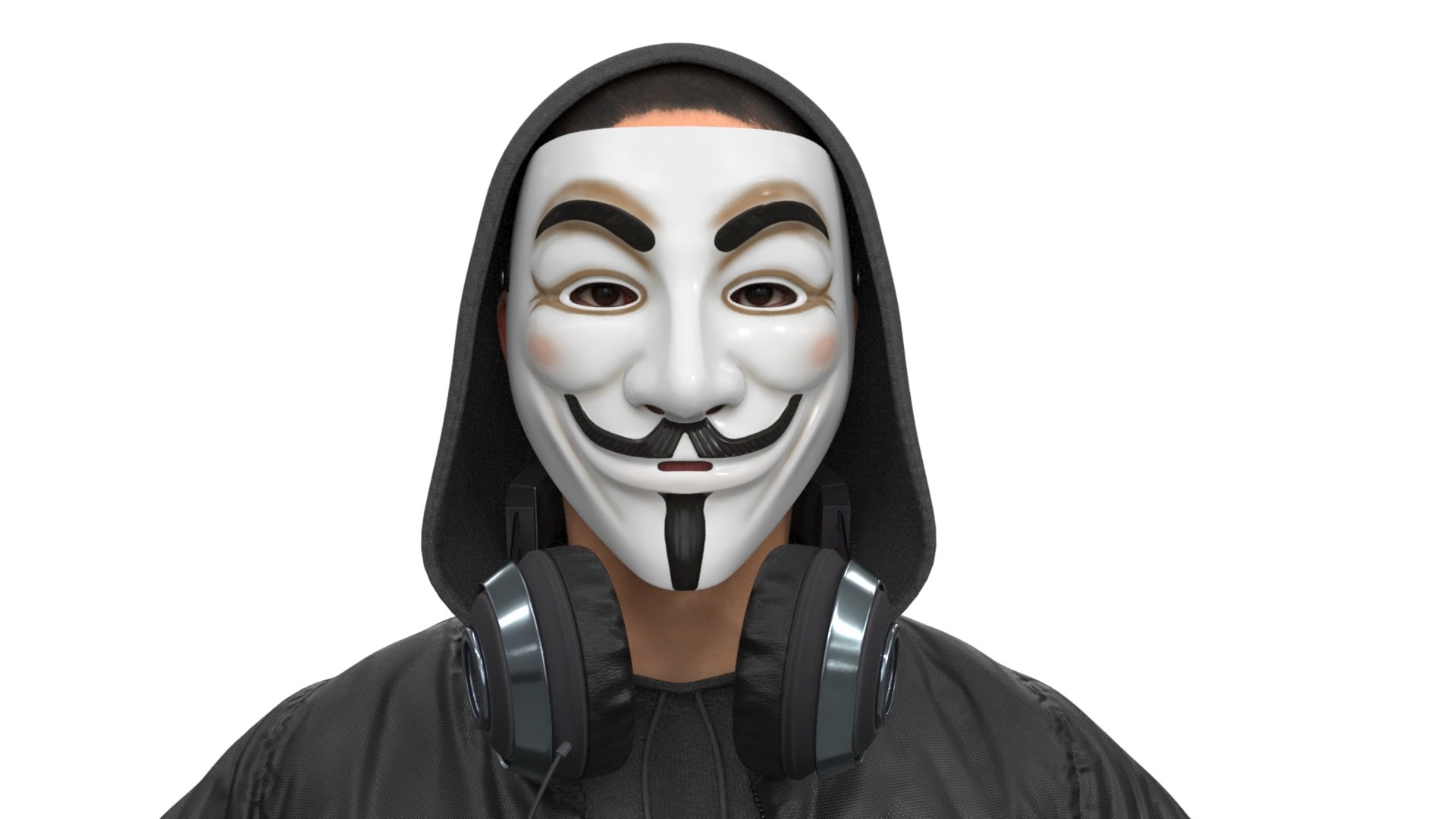 Hacker Character In Anonymous Mask 3D Model - TurboSquid 2426496