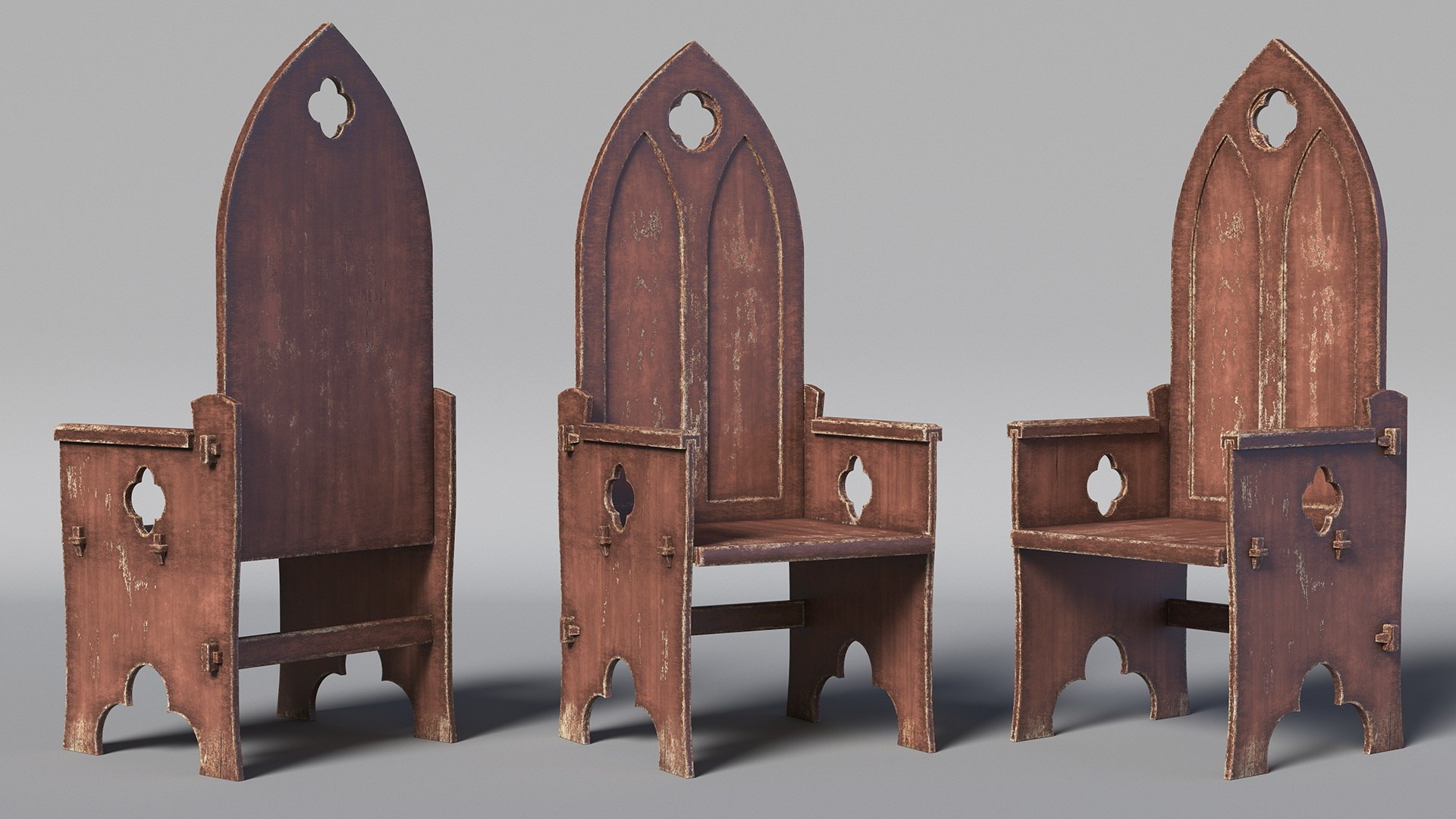 Old Gothic Medieval High Back Chair 3D - TurboSquid 2176905