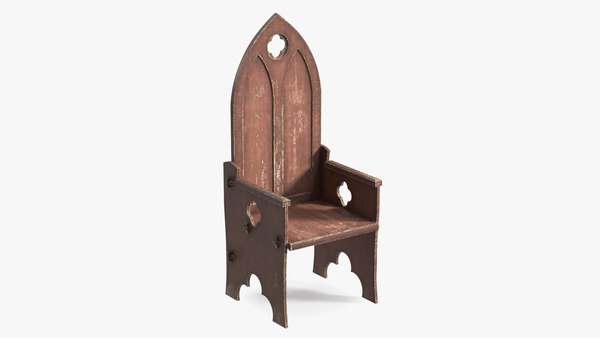 modelo 3d Antigua silla gótica medieval con respaldo alto - TurboSquid ...