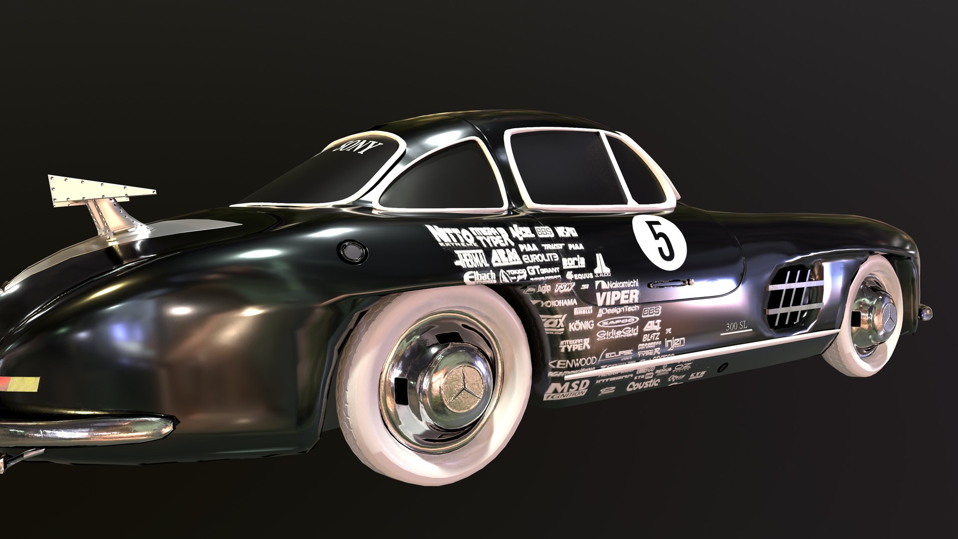 Retro Sport Car Mercedes SL Black 3D - TurboSquid 1749167