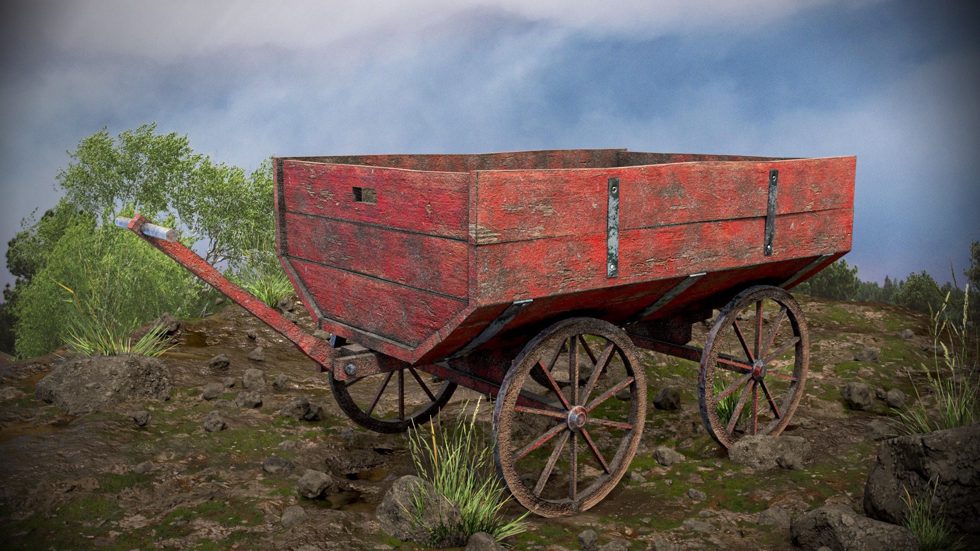 3D 8 Painted Wood Carts Pack - TurboSquid 2295469