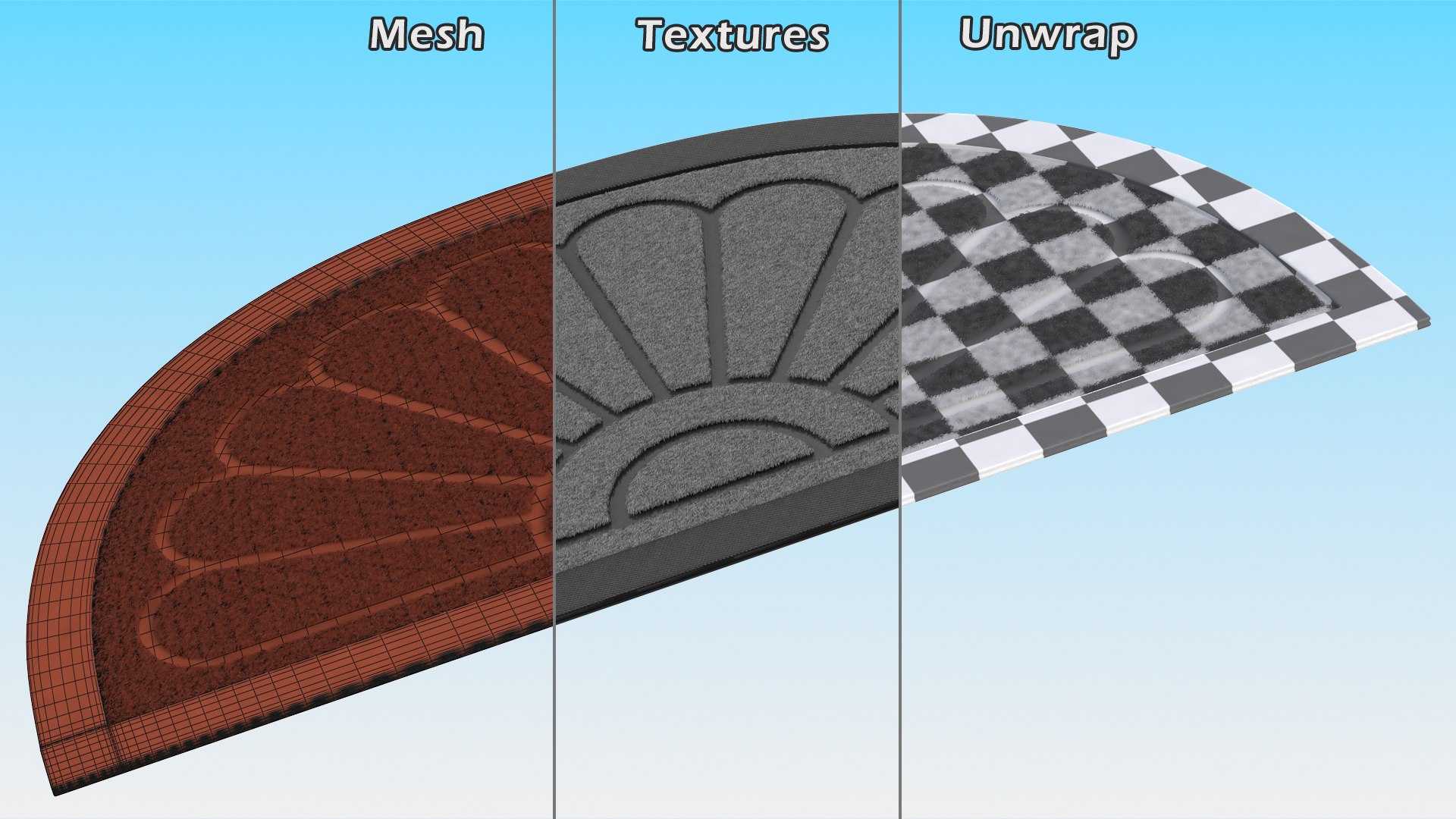 Grey Arched Door Mat Fur 3D - TurboSquid 2136241