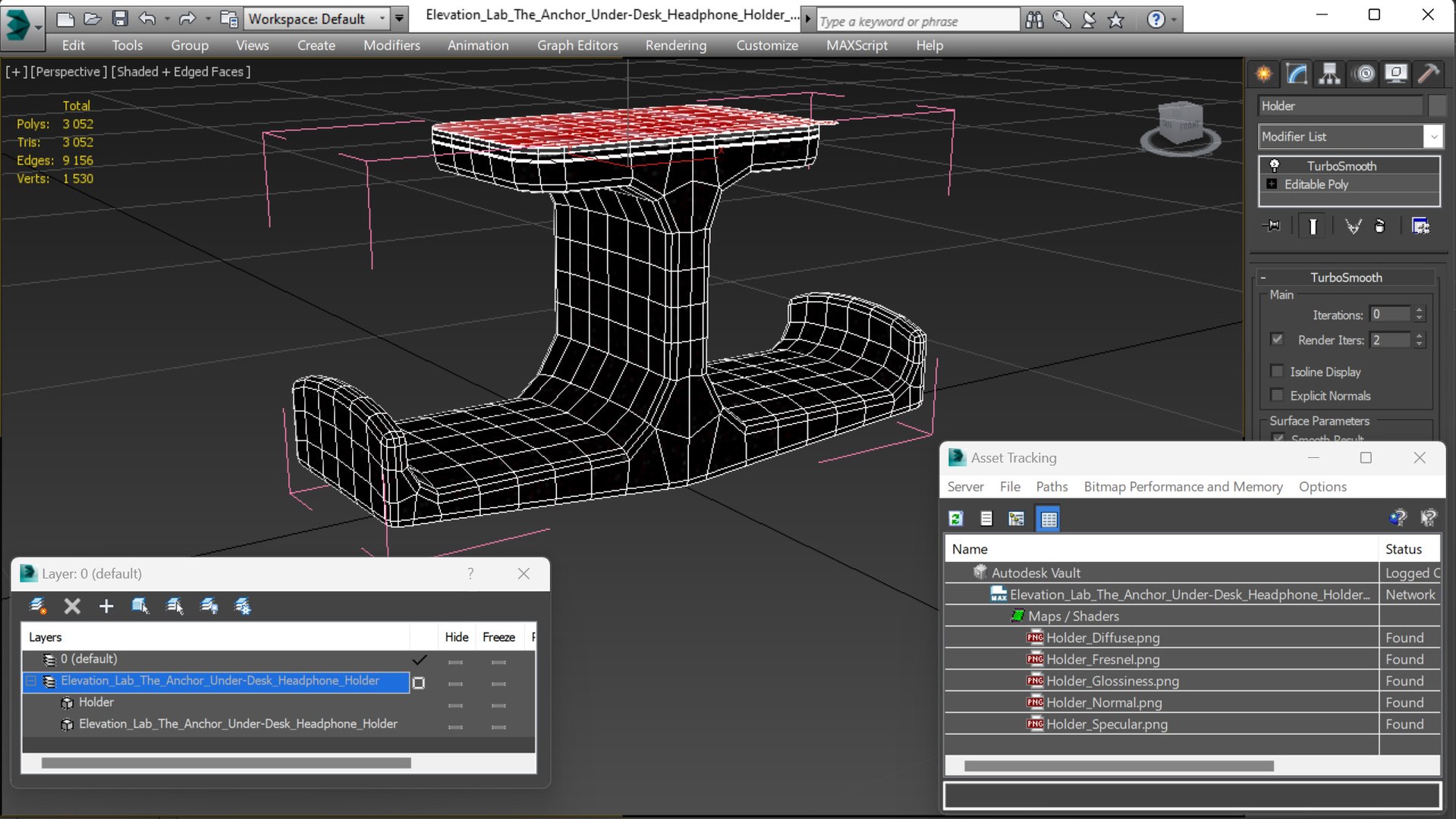 3D Elevation Lab The Anchor Under-Desk Headphone Holder - TurboSquid 2062992