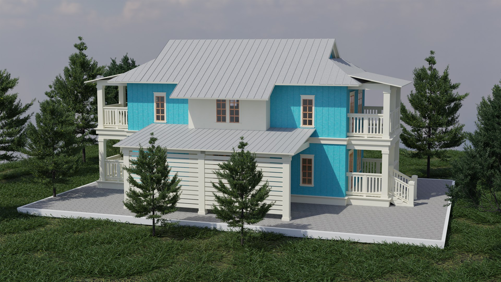3D Semi Modern House 2 Model - TurboSquid 2118410